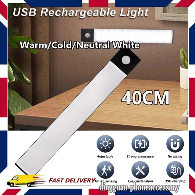 40CM BLACK LED PIR Motion Sensor Strip Light Cabinet Closet ...