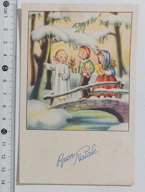 I122710 CARTOLINA ILLUSTRATA augurale - Buon Natale - 1956 EUR 4,00 - PicClick IT