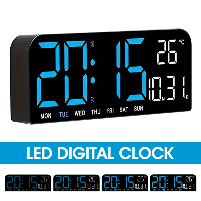 LARGE DIGITAL BIG Jumbo LED Wall Desk Clock Display With Calendar ...