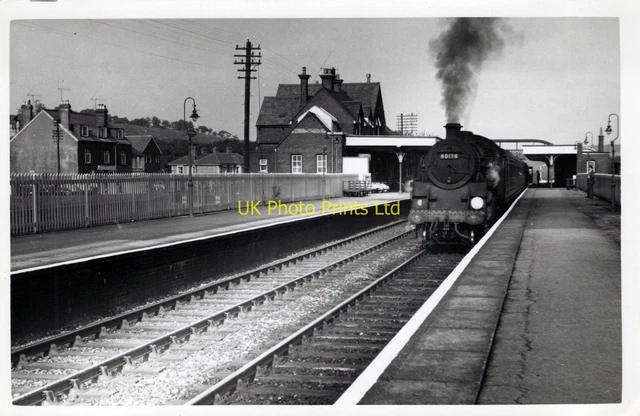 PHOTO RAILWAY STEAM train waits to depart Crowborough station c1963 £6. ...