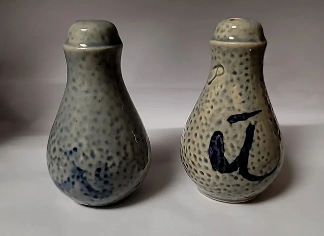 SALT AND PEPPER Shakers Cobalt Blue Vintage 1970s Salt Glaze Stoneware ...