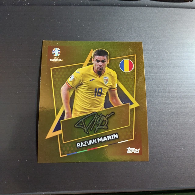 TOPPS STICKER UEFA Fußball-EM 2024 ROM SP Razvan Marin GOLD SIGNIERT ...