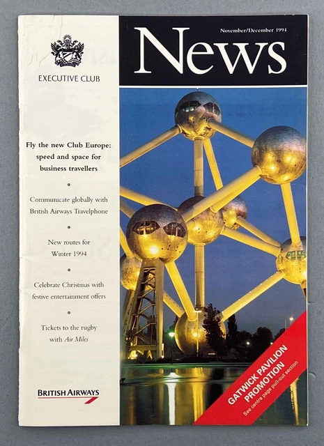 BRITISH AIRWAYS EXECUTIVE Club Airline News November December 1994 Club ...