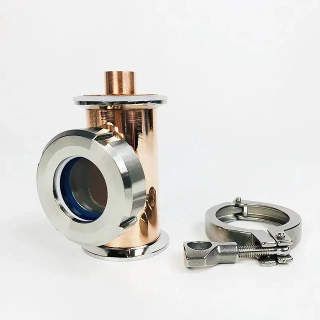 METAL SIGHT GLASS Tri-clamp Copper Bubble Set Distillation Lens Column ...