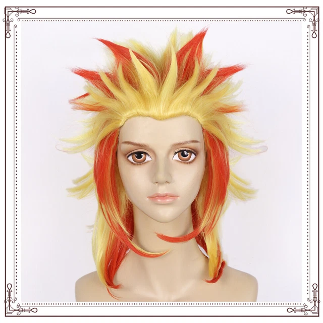 Demon Slayer Kimetsu No Yaiba Rengoku Kyoujurou Cosplay Hair Wig Free Wigs Cap £1559