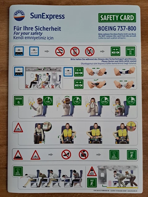SAFETY CARD SUNEXPRESS Deutschland B737-800 ***NEU*** EUR 1,00 ...