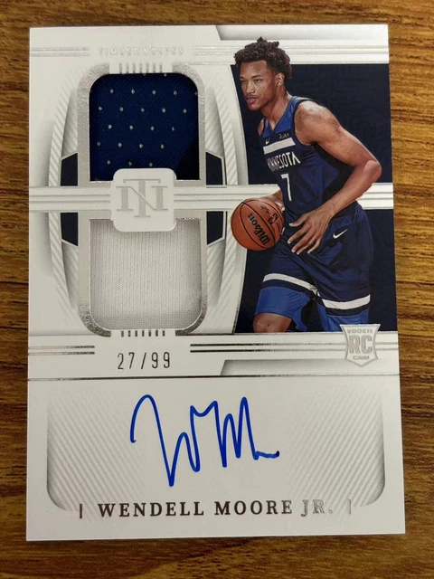 22-23 NATIONAL TREASURES Wendell Moore Jr. 27/99 RC Materials Auto Dual ...