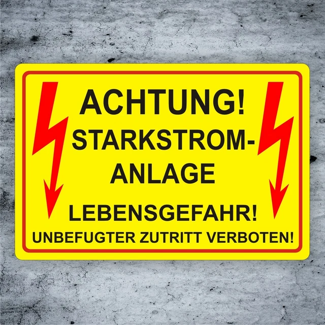 ELEKTRO SCHILD VORSICHT Starkstrom Anlage verbot Blitz Alu-Verbund.3mm ...