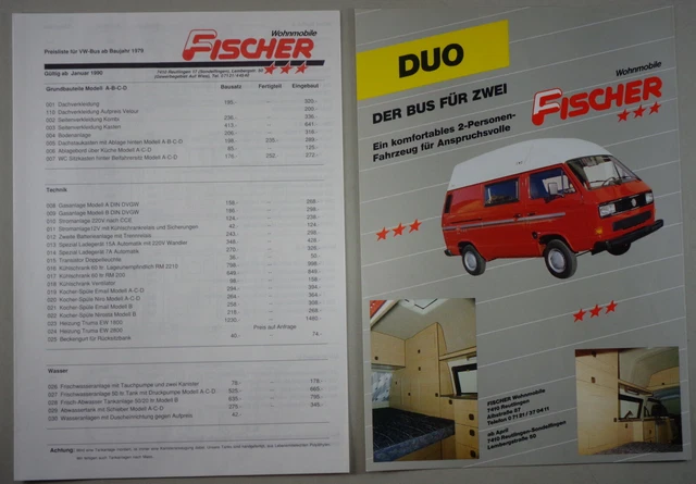 PROSPECTUS / BROCHURE VW Bus T3 Fischer Camping-Car Duo pour Deux ...