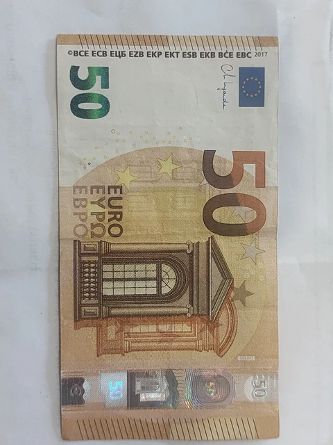 BANCONOTA 50 EURO RARA Taglio Errato CODICE SERIALE SD8798209157- S042 ...