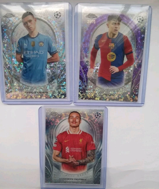 TOPPS UEFA UCC FLAGSHIP 2024/25 ULTIMATE STAGE CHROME CARDS x3 £7.99 ...