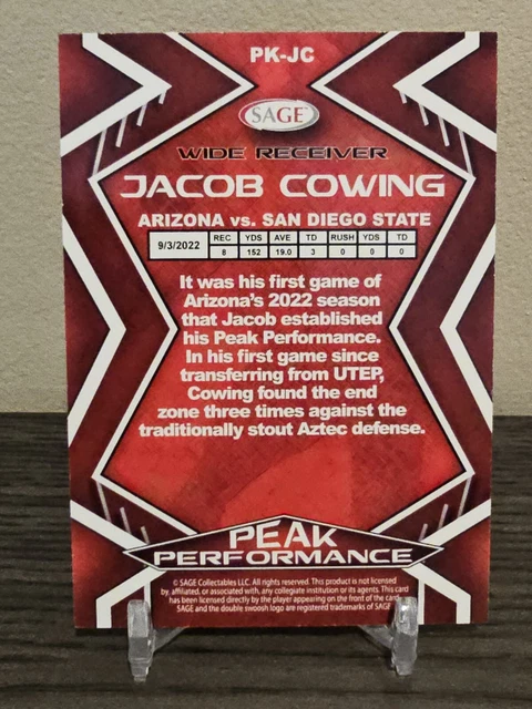 2024 SAGE FOOTBALL Jacob Cowing Peak Performance Foil #PK-JC- Arizona ...