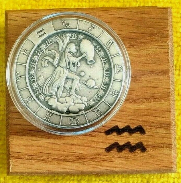 1 UNZE * AQUARIUS * Ultra High Relief Tierkreis 0,999 reines Silber ...