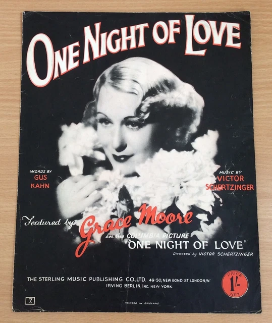 VINTAGE SHEET MUSIC - One Night Of Love $7.97 - PicClick
