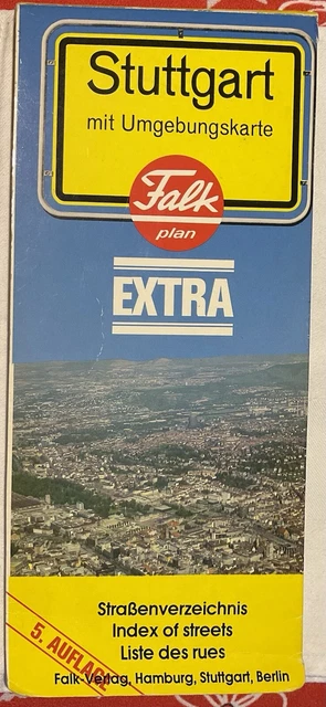 FALK STADTPLAN CITY Map STUTTGART & UMGEBUNG 6. Auflage 1991 Falk ...