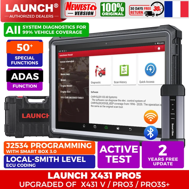 LAUNCH X431 PRO3 Pro 5 OBD2 Valise Diagnostic J2534 Programmation ...