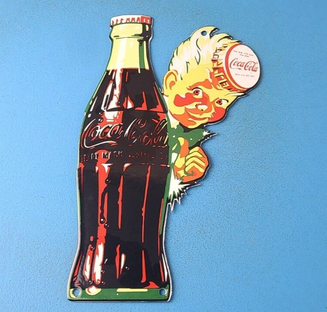 PANNEAU POMPE VINTAGE Coca-Cola Porcelaine Gaz Cola Gaz Cola Porte De ...