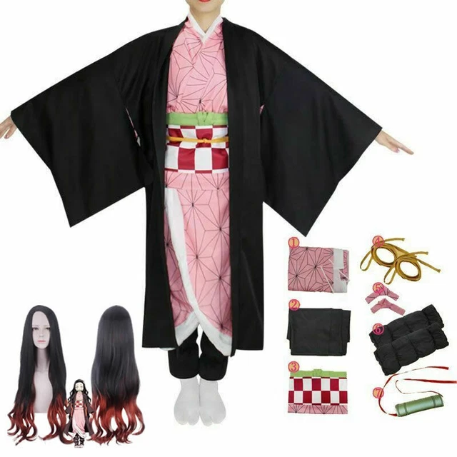 DEMON SLAYER KIMETSU no Yaiba Anime Nezuko Costume Outfit Wigs Cosplay ...