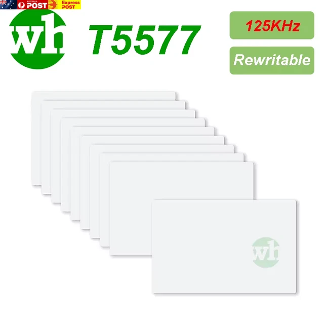 10-100PCS 125KHZ T5577 Rewritable White Card Clone Changeable Badge ...
