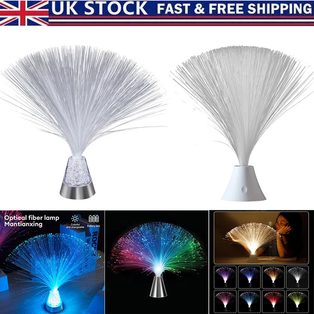 UK LED MULTI Colour Changing Fibre Optic Lamp Desk Mood Night Light ...