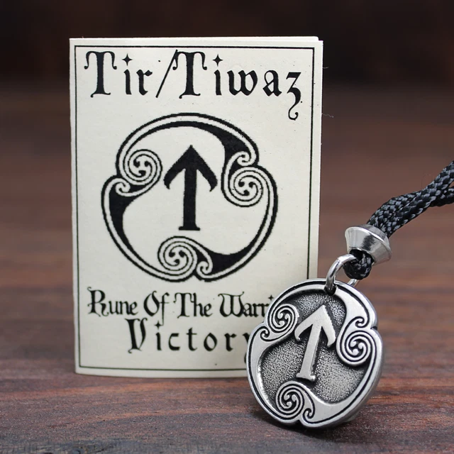 PEWTER TIR VICTORY Rune Pendant Norse Viking Asatru Talisman Tiwaz Tyr ...