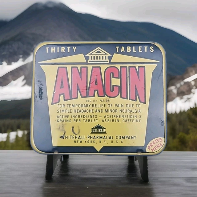 VINTAGE ANACIN ANALGESIC Tablets EMPTY Tin-30 Tablets-Whitehall ...