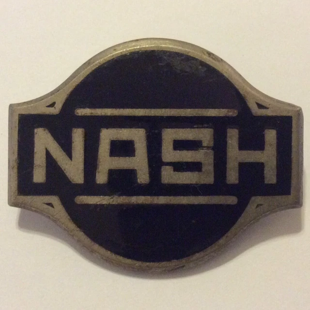 RARE 1920S NASH AUTOMOBILES RADIATOR GRILL BADGE EMBLEM BLACK ENAMEL 2 ...