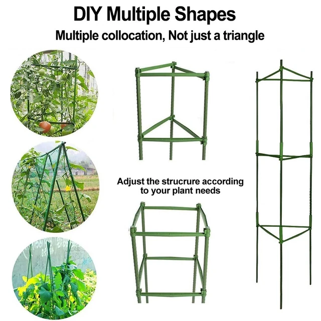 TOMATO PLANT SUPPORT Stand Triangular Cage Steel Core Rods Set of 3 ...