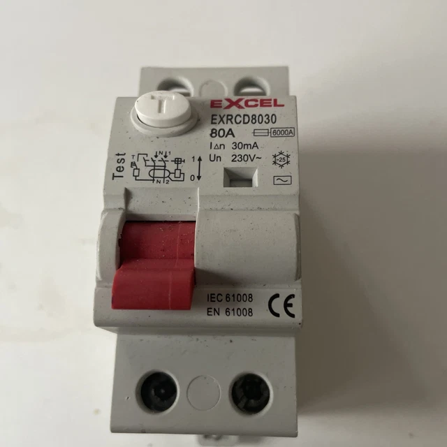 EXCEL 80 AMP 30mA DOUBLE POLE RCD TYPE AC EXRCD8030 £3.31 - PicClick UK