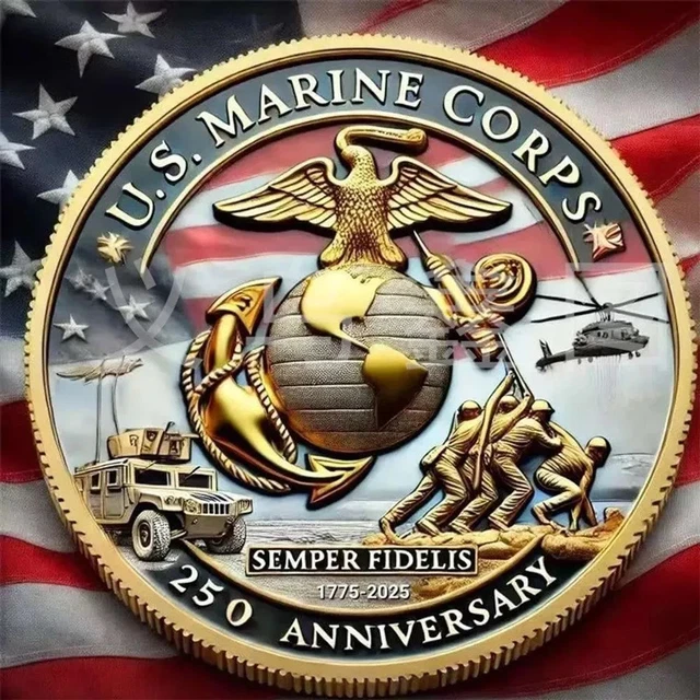 250TH ANNIVERSARY UNITED States Military Commemorative 3D Coin £14.72 ...
