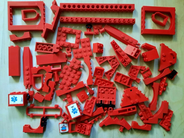 LEGOSTEINE LEGO ROT Steine Bausteine City Reste rote Fenster gemischt ...