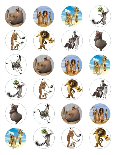 24 MADAGASCAR EDIBLE Wafer Paper Cupcake Toppers PRE-CUT $17.00 ...