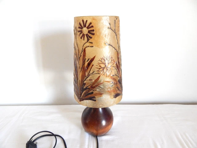 ANCIENNE LAMPE CRÉATION PLOUM Algues de Roscoff Résine et Pied Bois EUR ...