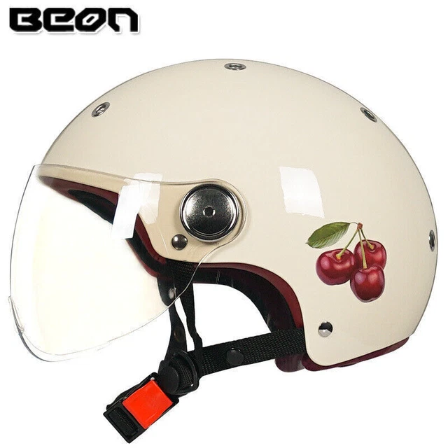 DOT MOTORCYCLE HALF Open Face Helmet Moped Helmet Flip Up Visor Scooter ...
