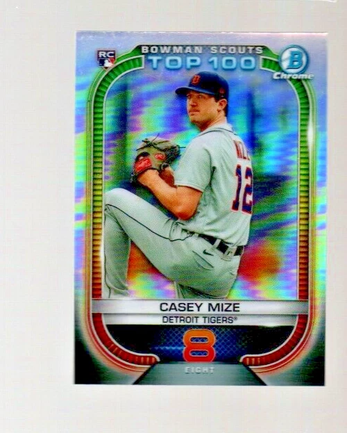 CASEY MIZE TOP 100 réfracteur chrome recrue RC 2021 carte Bowman #8 ...