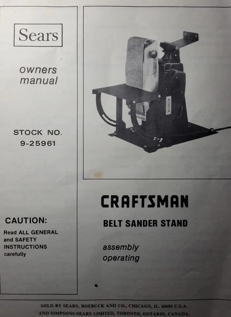 CRAFTSMAN SEARS HANDHELD Belt Sander Stand Conversion 925961 ...