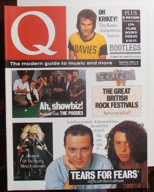 Q MAGAZINE 36. September 1989. The Kinks. Tears For Fears, The Pogues £ ...