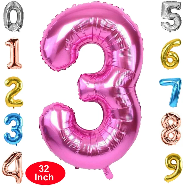 FOIL NUMBER SELF Inflating 32" Balloons Giant Birthday Age Party ...