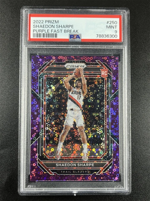 2022-23 PANINI PRIZM Fast Break Shaedon Sharpe disque violet RC/75 PSA ...