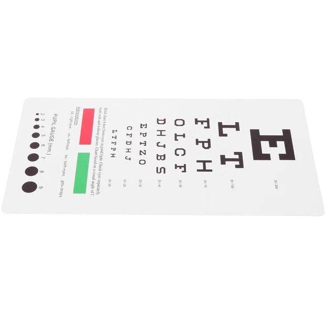 EYE CHART FOR Testing Vision Charts Exams Wall Plastic Pocket Checklist ...