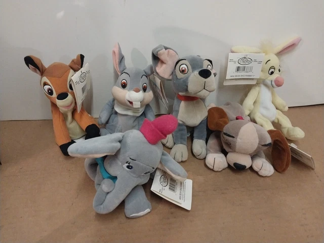 NWT 6 DISNEY STORE PLUSH MINI BEAN BAG LADY TRAMP Bambi Thumper Rabbit ...