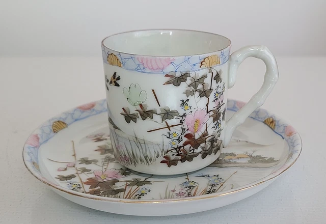 VINTAGE HANDPAINTED JAPANESE Porcelain Demitasse Cup and Saucer $71.67 ...