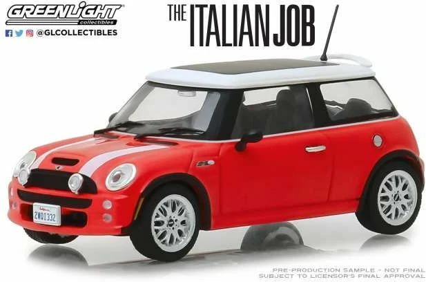 ITALIAN JOB MINI COOPER S 2003 red or white 1:43rd GREENLIGHT 86547 or ...
