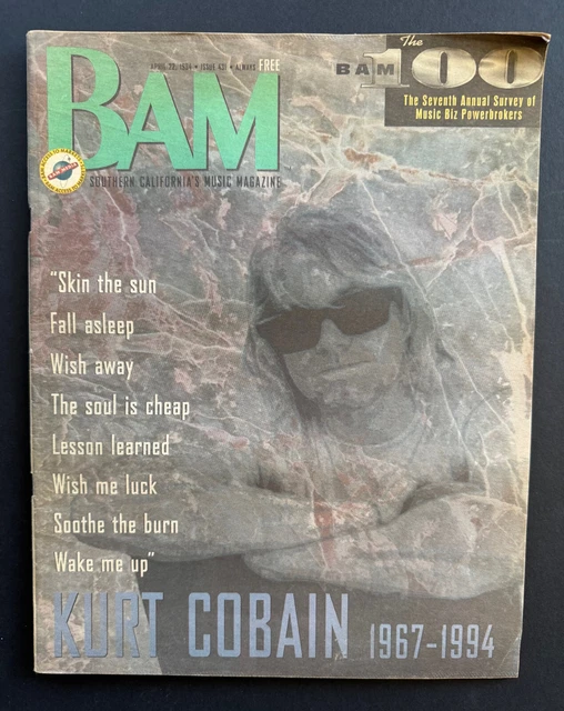 BAM MAGAZINE NIRVANA Kurt Cobain cover story (April 22nd 1994 - Is ...