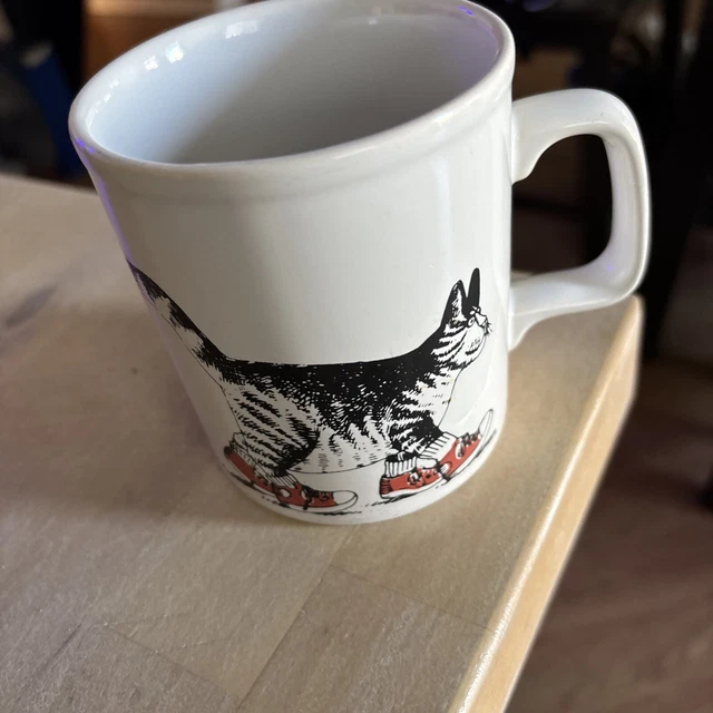VINTAGE B KLIBAN Cat In Red Sneakers Coffee Cup Mug Kiln Craft Made In ...