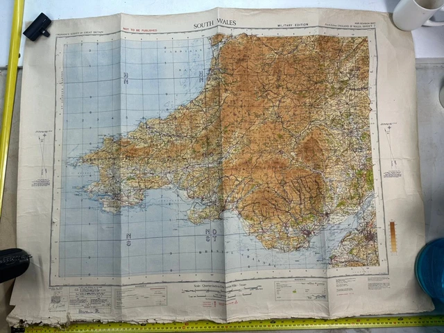 ORIGINAL WW2 BRITISH Army 1939 Map of England - RAF Bases - South Wales ...