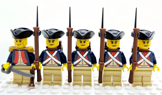 AMERICAN CONTINENTAL INFANTRY Soldiers made with real LEGO® Minifigure ...