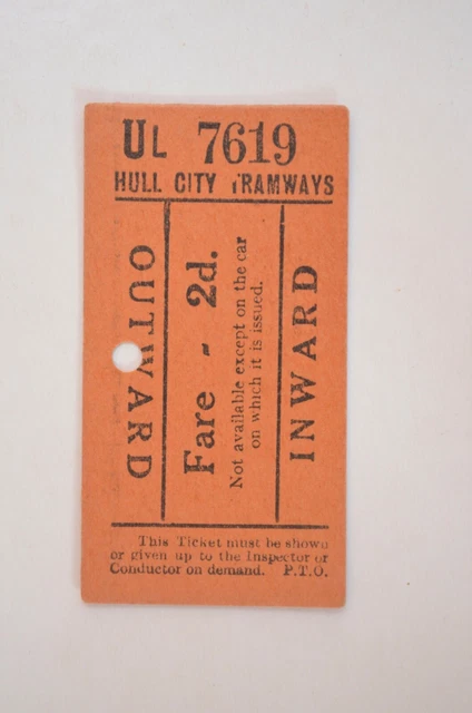 TRAM TICKET HULL City Tramways 2d £3.00 - PicClick UK