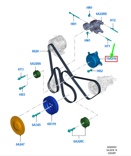 FORD RANGER T6 MK1 Tension Pulley Kit FB3Q-8609-AB 1902881 NEW GENUINE ...
