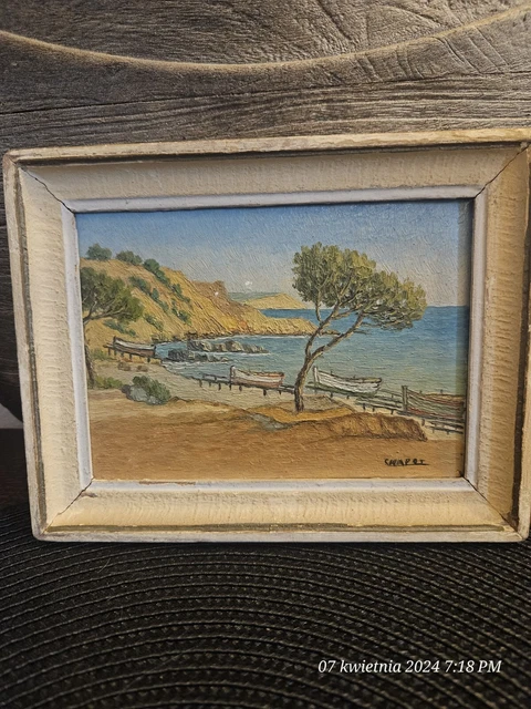 TRÈS JOLI TABLEAU représentant la nature,peint plage de la mer,encadré ...